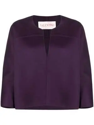 Valentino Garavani V-neck Cropped-sleeve Knitted Top