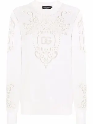 Dolce & Gabbana Openwork-embroidery Silk Jumper - White