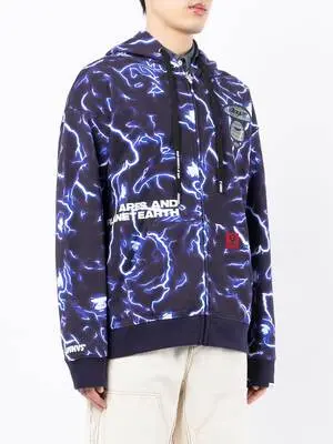 Aape By *A Bathing Ape® Lightning Bolt-Motif Zip-Up Hoodie In Blue
