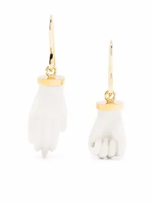 ANDRES GALLARDO Little Hand Pendant Earrings - White