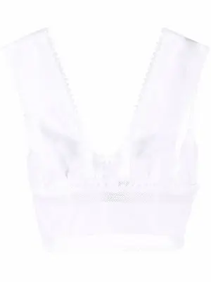 Alberta Ferretti Embroidered Cropped Top - White