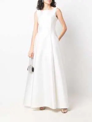Alberta Ferretti Pleated Duchess Satin Gown