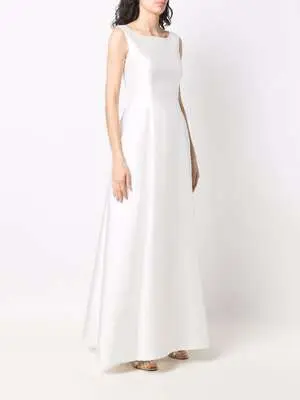 Alberta Ferretti Pleated Duchess Satin Gown