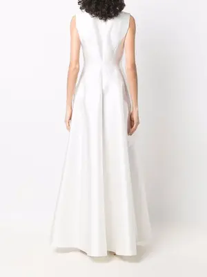 Alberta Ferretti Pleated Duchess Satin Gown