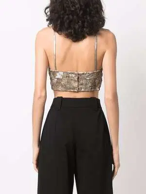 Alberta Ferretti Sequin Embellished Cropped Top
