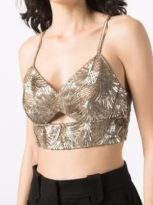 Alberta Ferretti Sequin Embellished Cropped Top