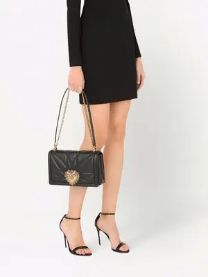 Dolce & Gabbana Large Devotion Quilted Shoulder Bag - Black