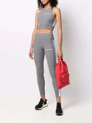 Palm Angels Logo-print Ribbed Sports Bra - Grey