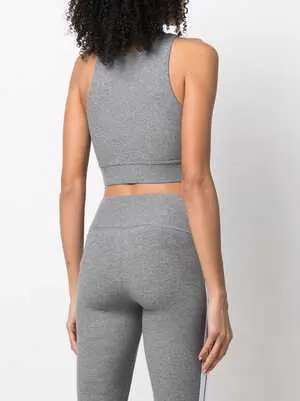Palm Angels Logo-print Ribbed Sports Bra - Grey
