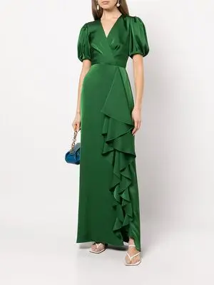 Sachin & Babi Mila Ruffle-drape Gown - Green