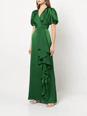 Sachin & Babi Mila Ruffle-drape Gown - Green