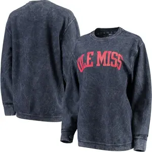 PRESSBOX Ole Miss Rebels Comfy Cord Vintage Wash Basic Arch Pullover Sweatshirt - Navy
