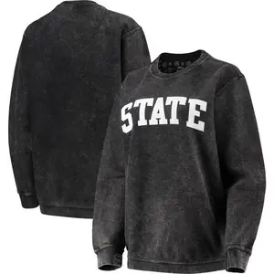 PRESSBOX Michigan State Spartans Comfy Cord Vintage Wash Basic Arch Pullover Sweatshirt - Black