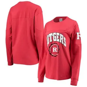 PRESSBOX Rutgers Knights Edith Long Sleeve T-shirt - Scarlet