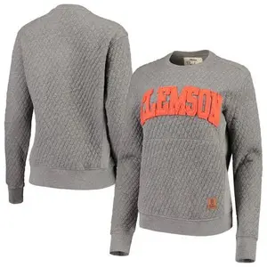 PRESSBOX Clemson Tigers Moose Quilted Pullover Sweatshirt - Heather Gray