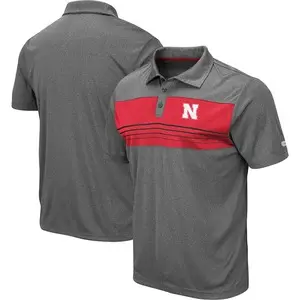 COLOSSEUM Heathered Charcoal Nebraska Huskers Smithers Polo - Heather Charcoal