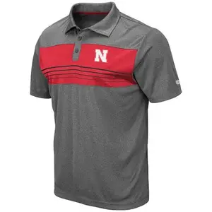 COLOSSEUM Heathered Charcoal Nebraska Huskers Smithers Polo
