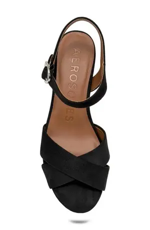 Aerosoles Cosmos Platform Sandals - Black/black Suede
