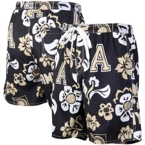 WES & WILLY Floral Volley Logo Swim Trunks - Black