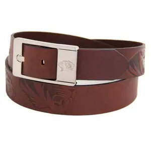 EAGLES WINGS Leather Belt With Engraved Logo - Brown