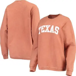 PRESSBOX Texas Orange Texas Longhorns Comfy Cord Vintage Wash Basic Arch Pullover Sweatshirt - Burnt Orange