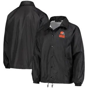 DUNBROOKE Cleveland Browns Coaches Classic Raglan Full-snap Windbreaker Jacket - Black