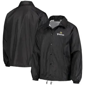 DUNBROOKE Minnesota Vikings Coaches Classic Raglan Full-snap Windbreaker Jacket - Black
