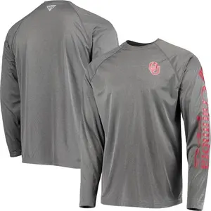 Columbia Oklahoma Sooners Terminal Tackle Omni-shade Raglan Long Sleeve T-shirt - Charcoal