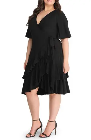 KIYONNA Miranda Wrap Dress - Black Noir