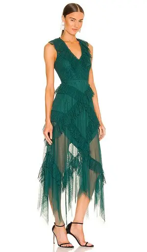 Bcbgmaxazria Ruffled Maxi Dress In Green In Botanical Garden - 30% Off |  Editorialist