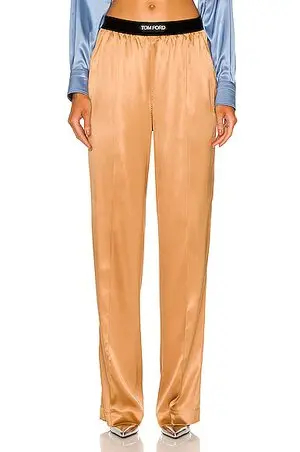 TOM FORD Metallic Silk Pajama Pant Bronze