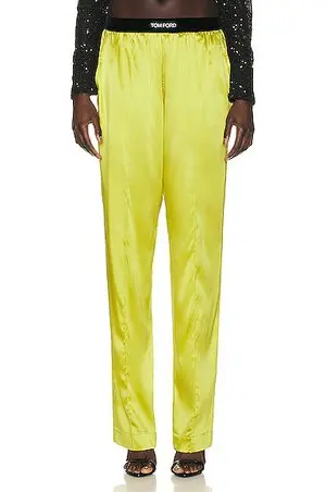 TOM FORD Metallic Silk Pajama Pant Charteuse Citrine