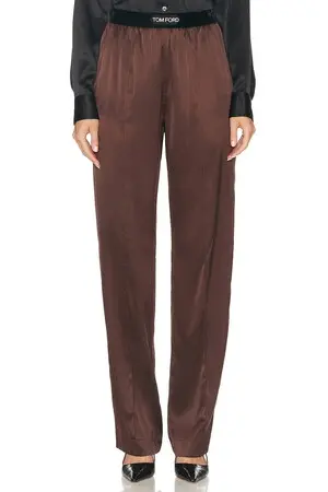 TOM FORD Metallic Silk Pajama Pant Dark Brown