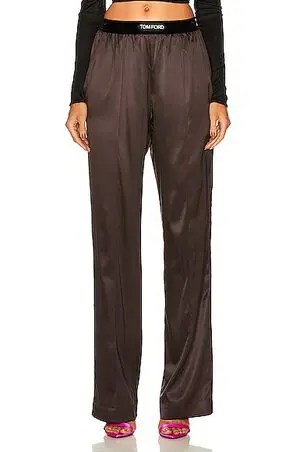 TOM FORD Metallic Silk Pajama Pant Dark Chocolate