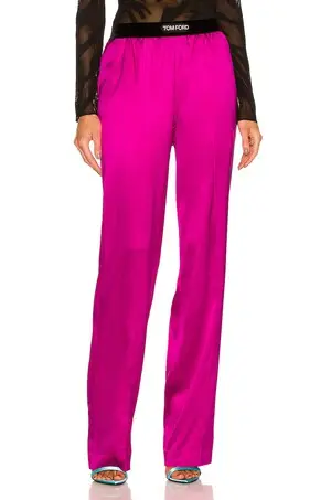 TOM FORD Metallic Silk Pajama Pant Hot Pink
