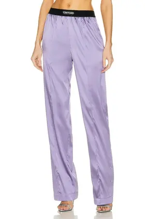 TOM FORD Metallic Silk Pajama Pant Pale Parma Violet