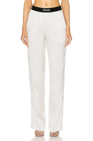 TOM FORD Metallic Silk Pajama Pant - Platinum