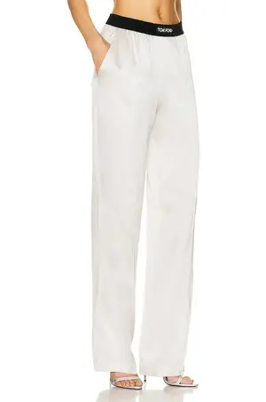 TOM FORD Metallic Silk Pajama Pant - Platinum