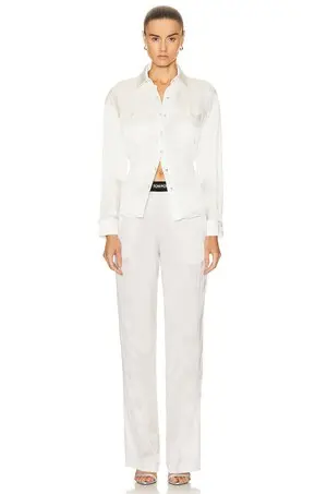TOM FORD Metallic Silk Pajama Pant - Platinum
