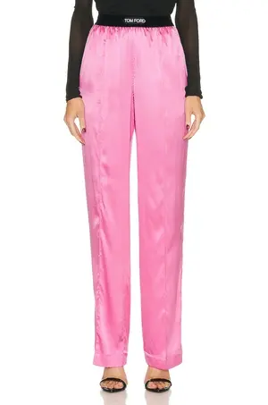 TOM FORD Metallic Silk Pajama Pant Rose Bloom