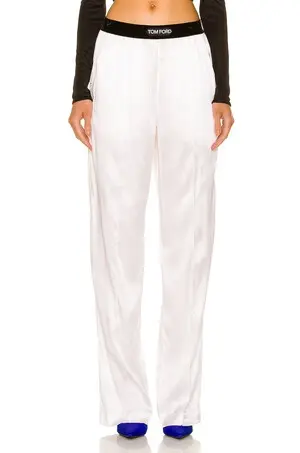 TOM FORD Metallic Silk Pajama Pant White