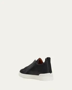 Zegna Triple Stitch Leather And Suede Sneakers - Navy
