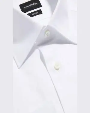 Zegna Trofeo Solid Regular-fit Dress Shirt - White