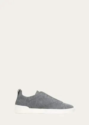 Zegna Men's Triple Stitch Low-Top Sneakers - Gray