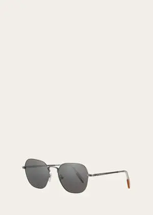 Zegna Round Frame Sunglasses 08a Shiny Gunmeta