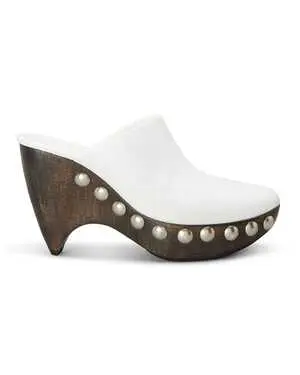 Alaïa Le Sabot Wooden-heel Leather Wedge Clogs - Blanc Casse