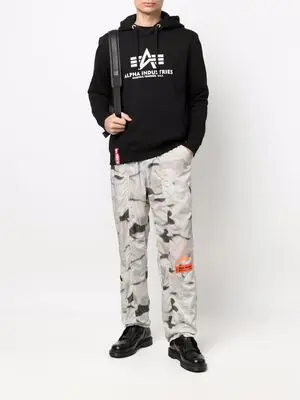 Alpha Industries Logo Drawstring Hoodie - Black