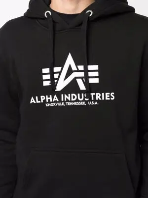 Alpha Industries Logo Drawstring Hoodie - Black