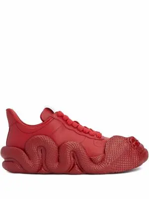 GIUSEPPE ZANOTTI Snake-trimmed Low-top Sneakers - Red