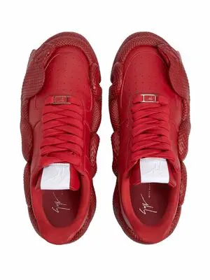 GIUSEPPE ZANOTTI Snake-trimmed Low-top Sneakers - Red